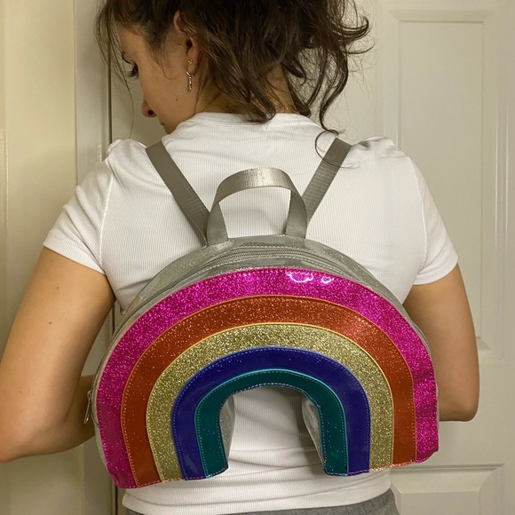 Bags | Funky Sparkly Glitter Rainbow Mini Backpack | Poshmark